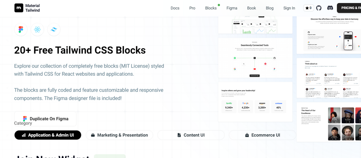 20+ Free Tailwind CSS Blocks - Fully coded UI sections with designer file included | Steemhunt